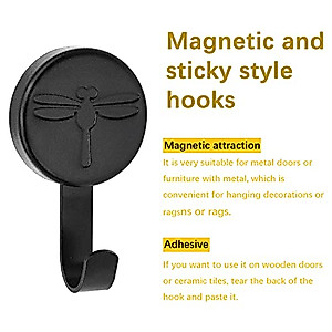 MUMIAO Strong Magnetic Hooks New Upgraded Neodymium Magnet Hooks Adhesive Hooks Two Functions - Reliable Magnetic Hooks Heavy Duty Stick on Wall Hooks for Indoor Outdoor Hanging (Black 2 Pack)