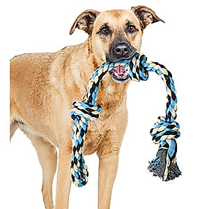 XL Dog Rope Toy For Aggressive Chewers - Benefits Non-Profit Dog Rescue - Extra Large Dog Rope Toy For Large Dogs - Large Dog Tug Of War Toy - Nearly Indestructible Toys (Blue)