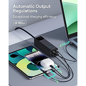 Baseus Charging Station 100W, 7-Port GaN USB C Charger Power Strip Surge Protector 1200J with 5ft Extension Cord, Fast Charging Desktop Outlet Extender for Laptop, MacBook, iPhone, Travel, Work