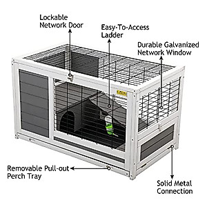 COZIWOW Indoor Outdoor Rabbit Hutch,Small Animal Houses & Habitats, Large Bunny Cage with Removable Tray, Single Level Guinea Pig Hamster Hutch