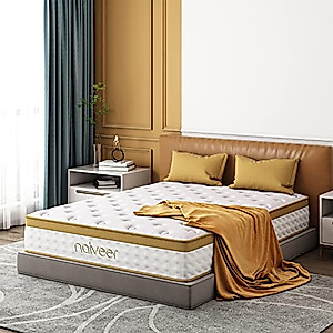 Naiveer Cool Gel Memory Foam Hybrid Mattress, 10 Inch Queen Size Mattress in A Box with Pocket Springs for Cool Sleep & Pressure Relief, Medium Firm Feeling with CertiPUR-US Certified Foam