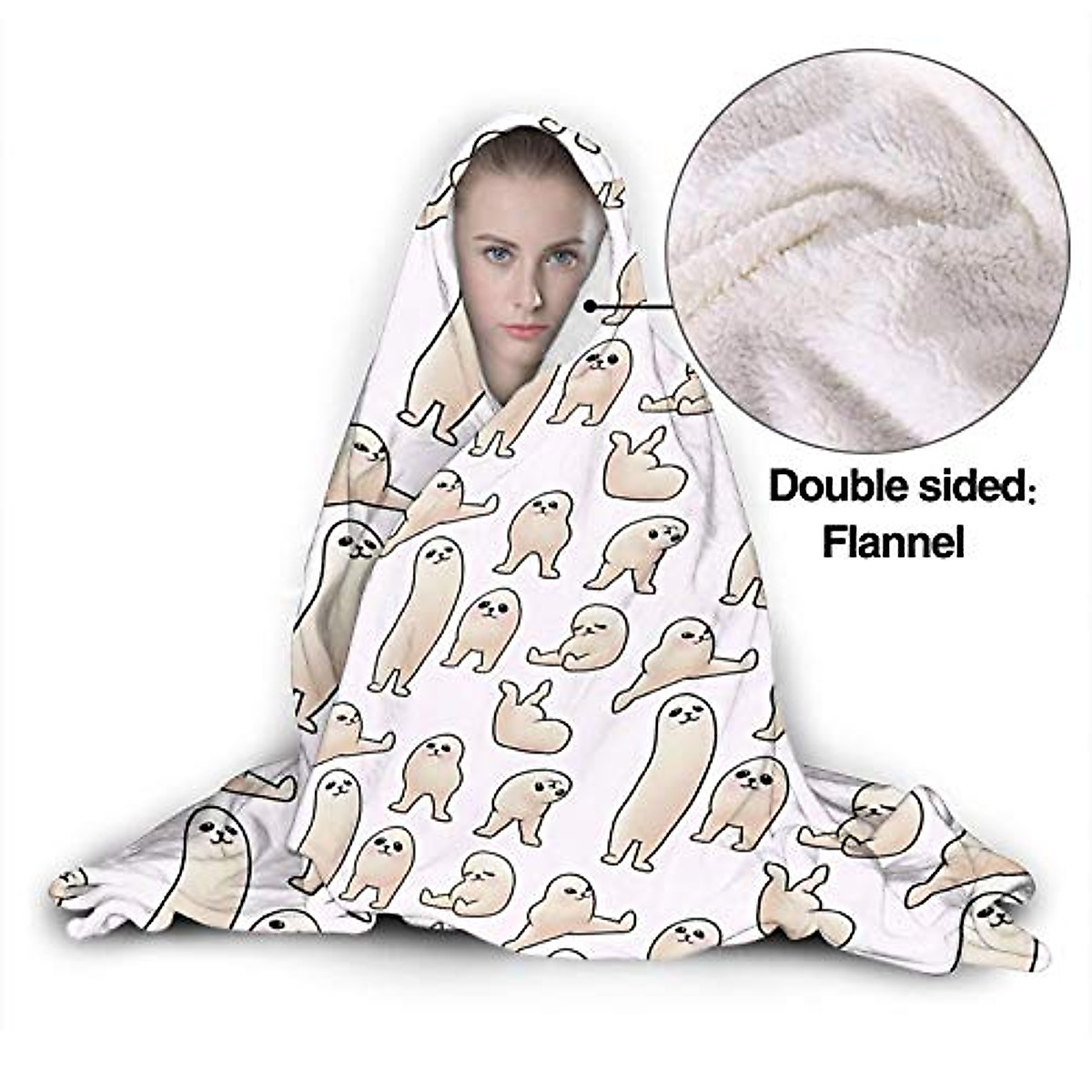 Hooded Blanket Fun Soft Eggdog Comfortable Throw Blankets for Four Seasons Anti-Pilling Flannel Wearable Blanket Suitable for Sofa Blankets for Adults and Children, Bed Blankets 50" X40