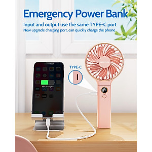 SWEETFULL Handheld Fan, Portable Fan, 5000mAh Rechargeable Battery, 6 Speed Wind, LED Display, Personal Mini Travel Fan with Backup Power, Hand Held Fan USB Foldable Electric Fan for Women Girl