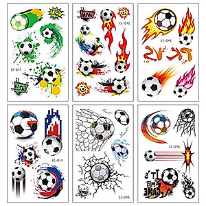 Konsait Football Tattoos Soccer Ball Tattoos Kids Children Temporary Transfer Tattoos Boys Birthday Party Bag & Stocking Fillers, 142PCS
