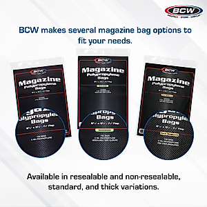 BCW Magazine Bags - Pack of 200 | Acid-Free, Crystal Clear Polypropylene Sleeves for Archival-Quality Storage of Collectible Magazines | Protect and Showcase Your Valuable Comic Book Collection