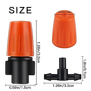 MSDADA 50pcs Micro Spray Adjustable Flow Irrigation Drippers, 1/4 InchGarden Adjustable Sprinkler drip Irrigation Mister Heads with 3 Tee Irrigation Misting Drip Kit