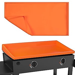 Velway 28" Silicone Griddle Mat for Blackstone - Upgraded Full-Edge Heavy Duty Griddle Mat Cover - Protect Grill from Dust, Rust, Leaves - All Season Protective Cover for Blackstone Grill (Orange)