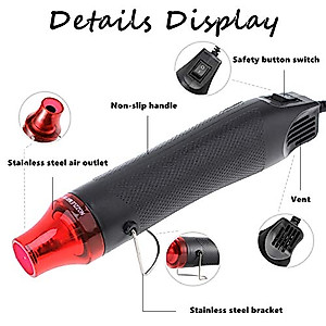 Mini Heat Gun for Epoxy Resin 300W Portable Handheld Black Heat Gun for Crafts Embossing, Shrink Wrapping, Drying Paint, Clay, Rubber Stamp Heat Tools, Dryer Craft Heat Tool for Cup Turner