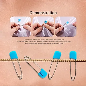 Lxnoap 10 pcs Cloth Diaper Pins Stainless Steel Traditional Safety Pin (Blue)