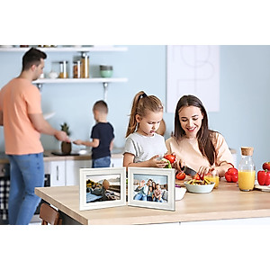 JD Concept Double 5x7 Horizontal Combo, Art 5 x 7 White Wood Picture Frame - Opening 4.5x6.5 Foldable Photo Frame, for 5 by 7 Landscape View