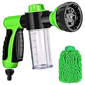 StaiBC Garden Hose Nozzle, High Pressure Water Hose Nozzle Spray Nozzle with 3.5oz Soap Dispenser Bottle Snow Car Wash Foam Gun for Watering Plants, Lawn, Patio, Cleaning, Showering Pet
