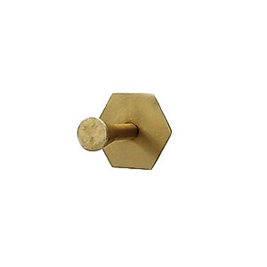 Woodlands Home, Antique Brass Self Adhesive Towel & Robe Hook, Modern Geometric Base, Pack of 4