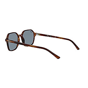 Ray-Ban RB2194 John Square Sunglasses, Striped Havana/Blue, 53 mm