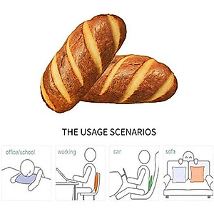 Gecter 3D Simulation Bread Shape Pillow Soft Lumbar Baguette Back Cushion Funny Food Plush Stuffed Toy for Animal Cat Dog Lovers Home Decor (Bread 60)