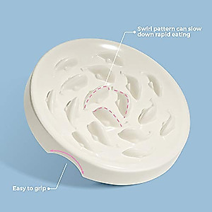 Slow Feeder Bowl for Cats and Small Dogs,Cilkus Fish Pool Design, Fun Interactive Bloat Stop Puzzle Feeder Bowl Healthy Eating Diet Made of Melamine Food Grade Material Dishwasher Safe (Small,White)