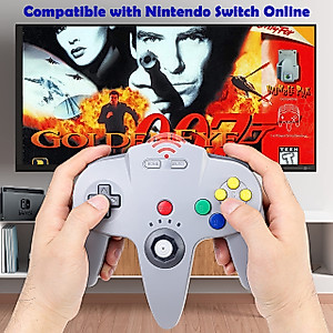 2 Pack 2.4 GHz Wireless Switch N64 Controller, USB Receiver & N64 Receiver, Compatible with Windows PC iOS Mac Raspberry Pi, N64 / Switch Online/NSO - (Rechargeable) (Plug and Play) - Black