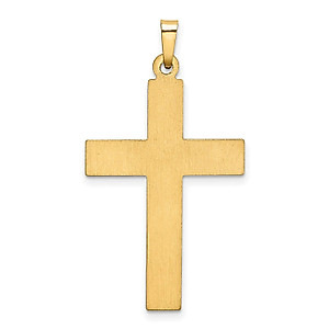 14k Yellow Gold Hollow Latin Cross Pendant With Rhodium Center And Rivet Style Accents 33 mm x 20 mm
