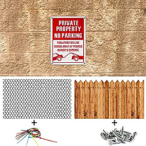 8 Pcs No Parking Signs 14 x 10 inch Violators Will Be Towed Sign Metal Aluminum Private Property Signs for Driveway Trespassing Indoor Outdoor Weatherproof Reflective Rust Free