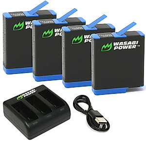 Wasabi Power Battery (4-Pack) and Triple Charger for GoPro Hero 8 Black (All Features Available), Hero 7 Black, Hero 6 Black, Hero 5 Black, Hero 2018