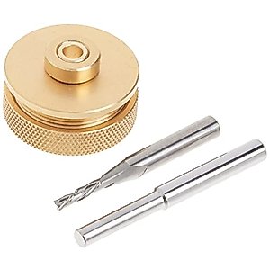 POWERTEC 71333 Router Bits Solid Brass Inlay Kit | for 1/4 Templates for High RPM Routing | Includes 1/8 Carbide Router Bit/Cutter + 1/4 Shank, Universal Bushing, Retainer Nut, Collar, Alignment Pin