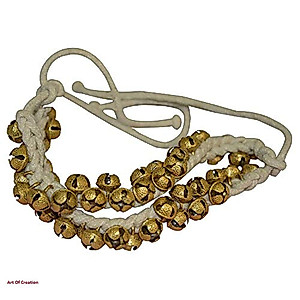 Art of Creation Ghungroo Kathak Dancing Bells Anklet Pair 25+25 Big Bells Anklet Musical Instrument For Classical Bharatnatayam Kuchchipudi Ghungroo From India (50 Bells Gold)