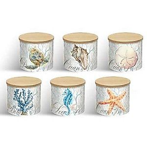 Gorge Moment Scented Candles, 6 Pack Candles for Home Scented, Ocean Themed Glass Jar Candle with Wooden Lid, Aromatherapy Candle Gifts Set for Anniversary Birthday Christmas Mother Valentine's Day