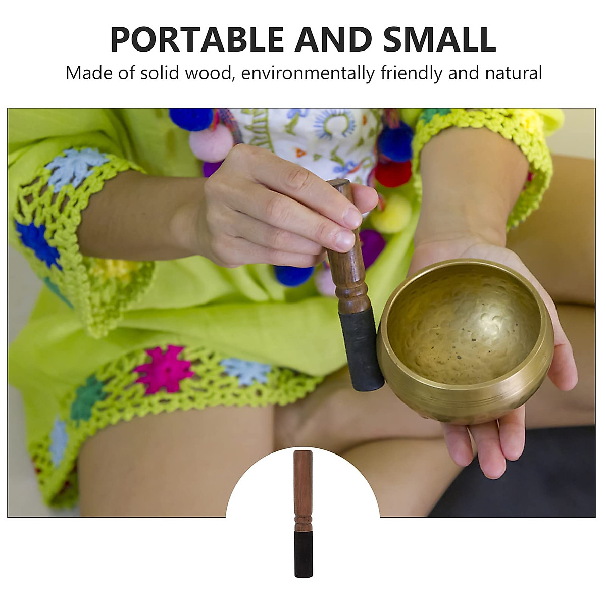 ARTIBETTER Singing Bowl Mallet 13CM Tibetan Singing Bowl Striker Sound Bowl Stick Wooden Buddha Sound Bowl Mallet For Meditation Yoga Relaxation Mindfulness Bowls Brown