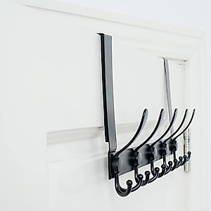 Vaeheyk Over The Door Hooks,Over The Door Towel Rack,Coat Rack for Hanging Clothes Hat Towels,Door Hanger-5 Hooks(Black 1pcs)