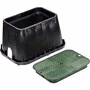 NDS 113BC1PK 14 in. X 19 in. Rectangular Standard Series Valve Box and Cover, 12 in. Height, Irrigation Control Valve Lettering, Black Box, Green Overlapping Cover, Black/Green