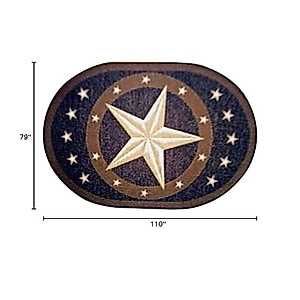 Furnish my Place 800 Texas Star Cowboy Area Kids Rug for Playroom, Bathroom & Kindergarten Classroom, Floor Mat, Texas Western Star Rustic, Multicolor (6'7"x9'2" Oval)