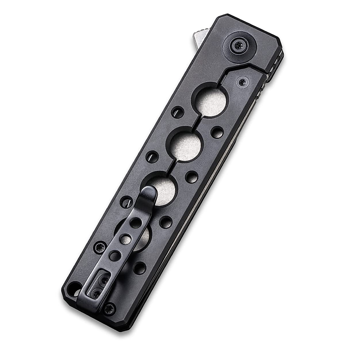 WeKnife Folding Knife Miscreant 3.0, CPM 20CV Blade Titanium Handle with Satin Finished Holes, Pocket EDC Outdoor Knives for Men Dad Husband Boyfriend(Black)