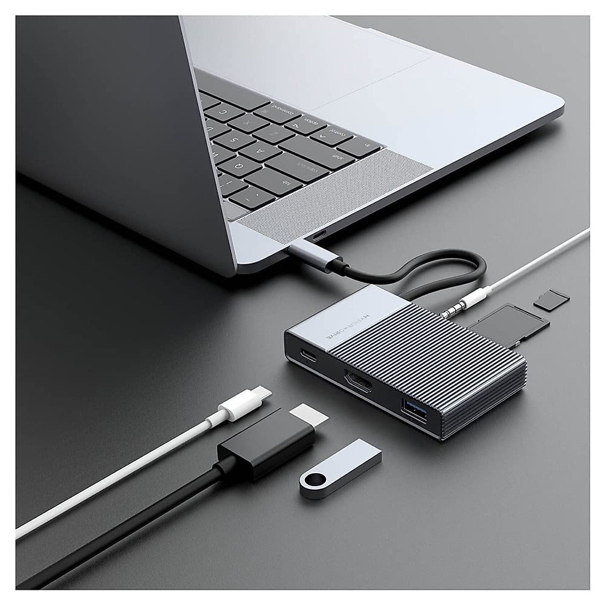 HyperDrive GEN2 6-in-1 USB-C Hub - 2X Speed, 2X Power - HDMI 4K60Hz, USB-A 10Gbps, MicroSD/SD UHS-II 312MB/s, USB-C Power Delivery 100W, and 3.5mm Audio Jack
