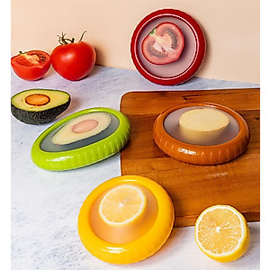 4pcs Silicone Fruit Storage Box, Upgrated Silicone Fruit And Vegetable Anti-Oxidation Storage Containers, Fresh Preservation Box for Avocado Tomato Onion Lemon, Container Set for Fridge Keep Fresh