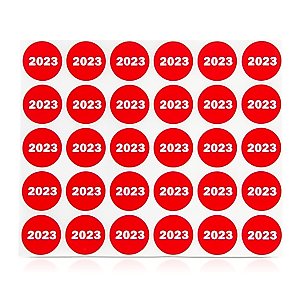 300/Pack, 300 Labels - 2023 Year Stickers – 0.75 Inch Round, Bright Red - Color Coded 2023 Labels / 2023 Year Tabs for Book Keeping, File Folder Organization Labels