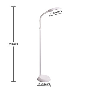 UMPOOL Bright LED Floor Lamp with HI-Off-Low Switch 2-Level Brightness 12W 63 Inches Tall for Living Room & Bedroom Reading, Repair, Crafts, Sewing etc. (White)