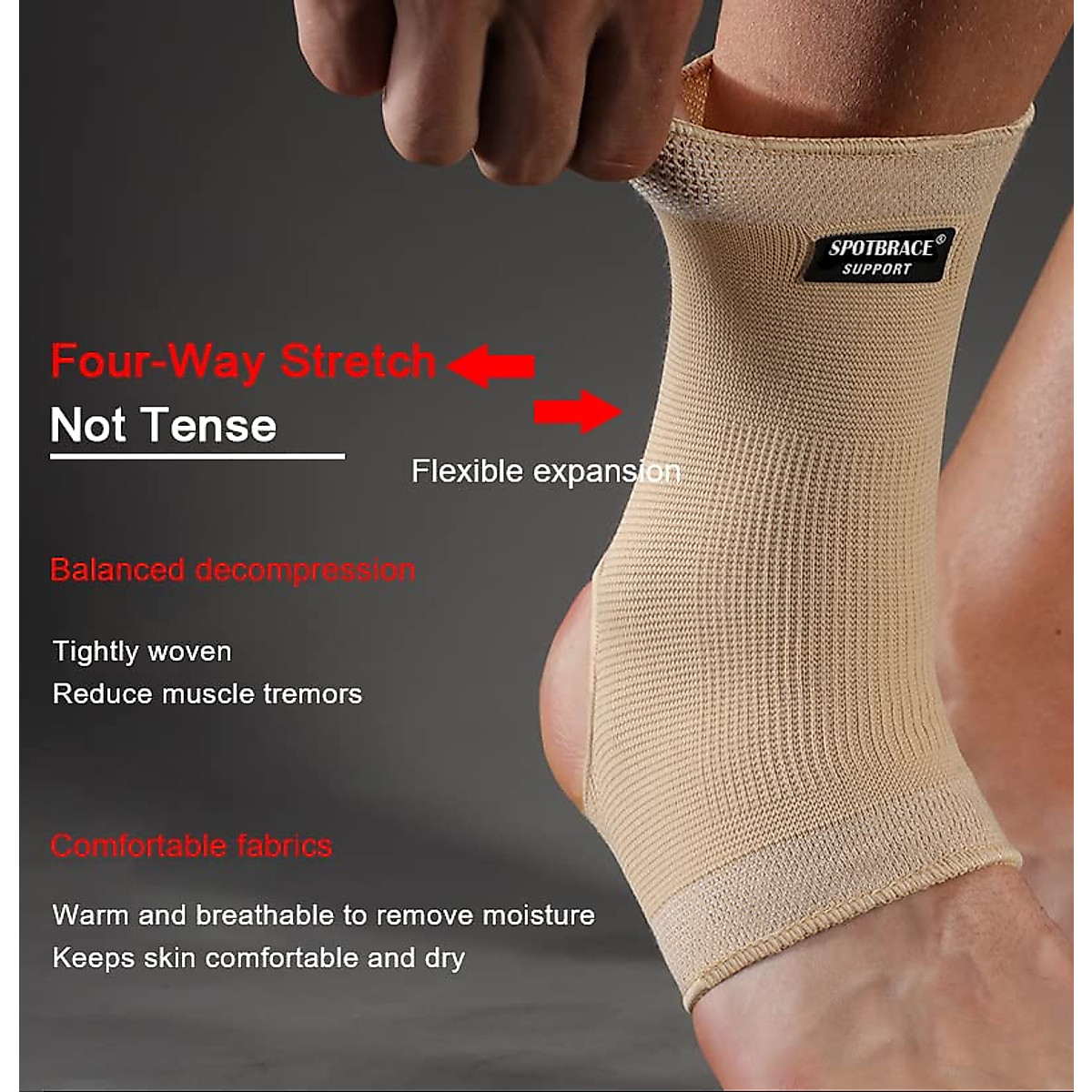 SPOTBRACE Ankle Brace Compression Sleeve(2 PACK),Breathable Ankle Support For Men Women, Ankle Compression Sock for Swelling, Plantar Fasciitis, Sprain