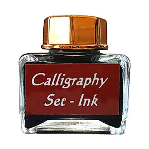 Kentaur Calligraphy Quill Pen Set (CS-0205) - Dip Pen with Brown Turkey Feather, 6 Stainless Steel Nib, and European Ink. Great for Beginner/Enthusiast