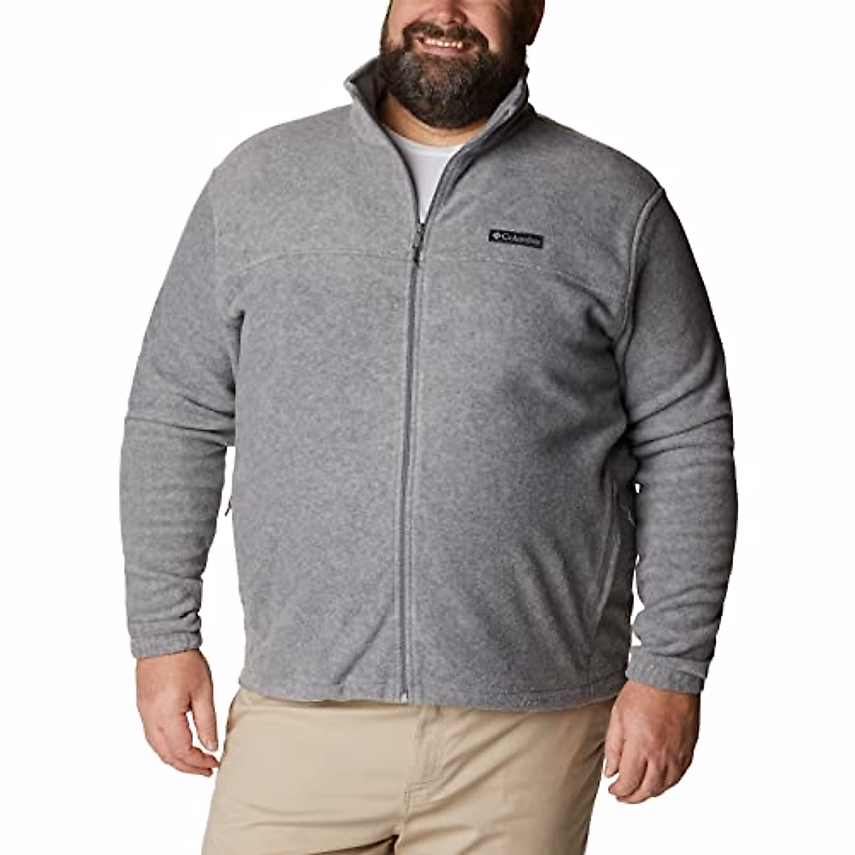 Columbia Apparel Steens Mountain 2.0 Full Zip Fleece Jacket, Light Grey Heather, Large