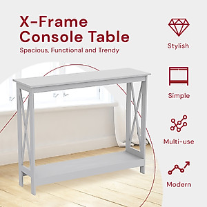 Safdie & Co. - Gray Console Table, 2-Layer Entryway Table, Console Tables for Entryway, Use As Doorway Table, Sofa Table, or Accent Furniture for Decorating Foyer, 12 x 31.5 x 39.5 Inches