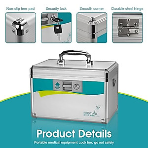 Glosen Medicine Lock Box,locking medicine box, Security Lock Boxes【Small】 10x6.7x6.7 Inch,lock box, First Aid Key Safe Box,Lock Box for Medication