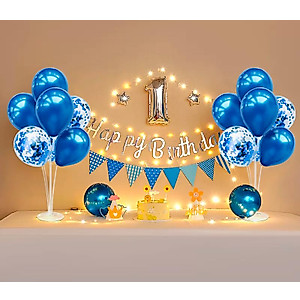 ZJDHPTY Blue Balloon Stand Centerpiece Table Decorations for Men's Birthday Father's Day Retirement Graduation Decorations Class of 2025(Blue set4)