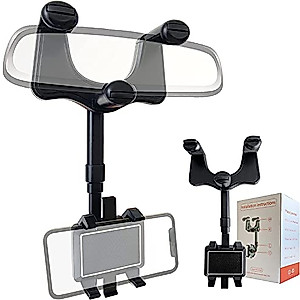 QIXIU 2022 Phone Holder for Car, Rear View Mirror Car Phone Holder Mount,Universal Multifunctional Adjustable Rotatable and Retractable Universal Car Phone Holder for All Smartphones