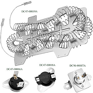 Dryer Heating Element DC47-00019A for Samsung Dv45h7000ew/a2 Dv40j3000ew/a2 Dv42h5000ew/a3 Dve50m7450w/a3 Dv48h7400ew/a2 Dryer Heater Element, DC96-00887A & DC47-00016A Fuse, DC47-00018A Thermostat