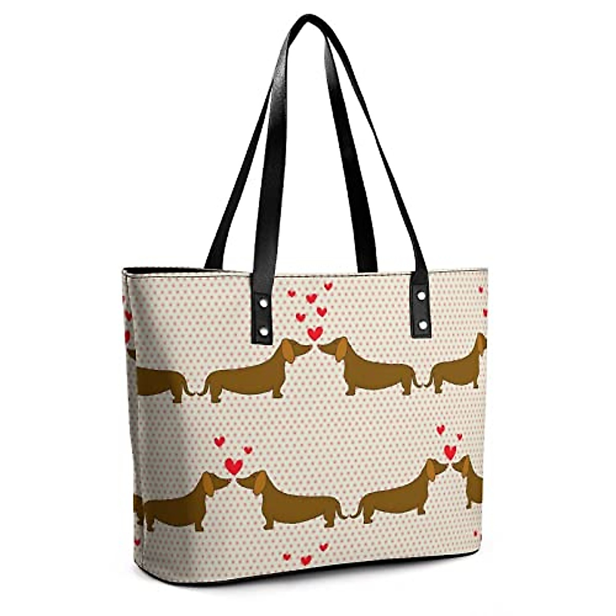Womens Handbag Dachshund Dogs Leather Tote Bag Top Handle Satchel Bags For Lady