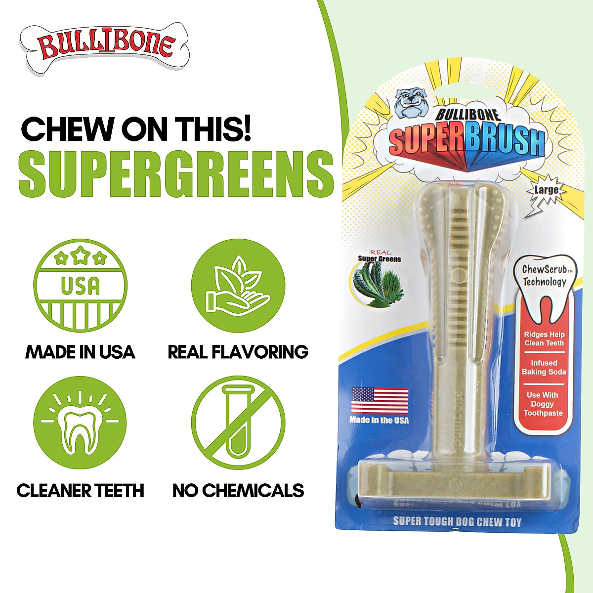 Bullibone Large SuperBrush Bundle - Three Delicious Flavors Apple/Cinnamon Pink Peppermint Super Greens