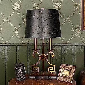 Double Medium Metal Lamp Shades Set of 2, ALUCSET Drum iron Lampshades for Table Lamp and Floor Light,10x12x8 inch (Sky Stars, 2 pcs pack)