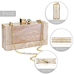 Rkrouco Multicolor Acrylic Clutch Purse Women Evening Handbag Perspex Crossbody Bag-Apricot