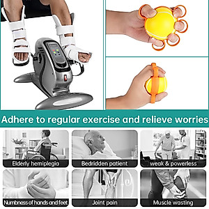 DQGM Electric Pedal Exerciser, Motorized Pedal Exerciser for Arm and Leg Low Impact Exercise Rehabilitation, No Resistance, Suitable for Seated Leg Exercise and Arm Exercise for Elderly(Grey)