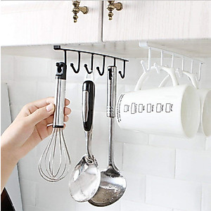 Art Secret 6-Hook Under Cabinet Mug Hanger (a- 3pcs White)