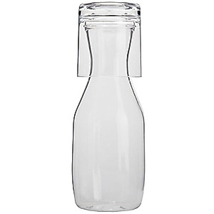 Lily's Home Bedside Night Water Carafe with Tumbler Glass, Easy Pour Spout for No-Mess Use in Bedroom, Bathroom, or Kitchen, Use Cup as Lid, Acrylic Break Resistant (16 Ounces)